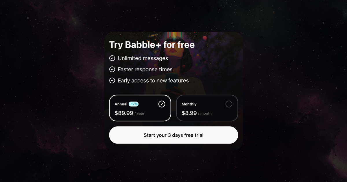 Character Creation Flow, Babble Plus Trial, and More | Blog | Babble AI